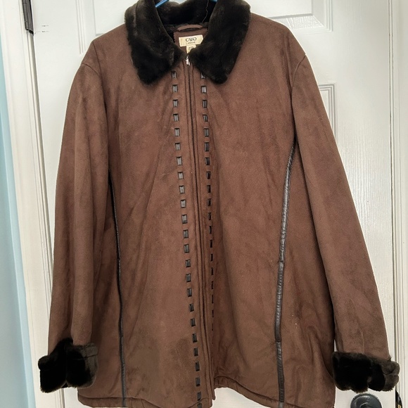 Cato | Jackets & Coats | Catos Winter Coat Brown Suede Like Fur Trim ...